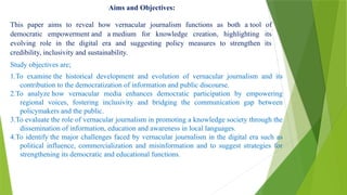 Role of Vernacular Journalism in Promoting Democracy and Knowledge ...