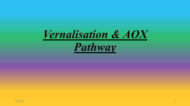 Vernalisation and aox pathway! | PPT