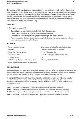 Vernier exploring gas laws lab | PDF