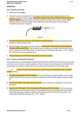 Vernier exploring gas laws lab | PDF