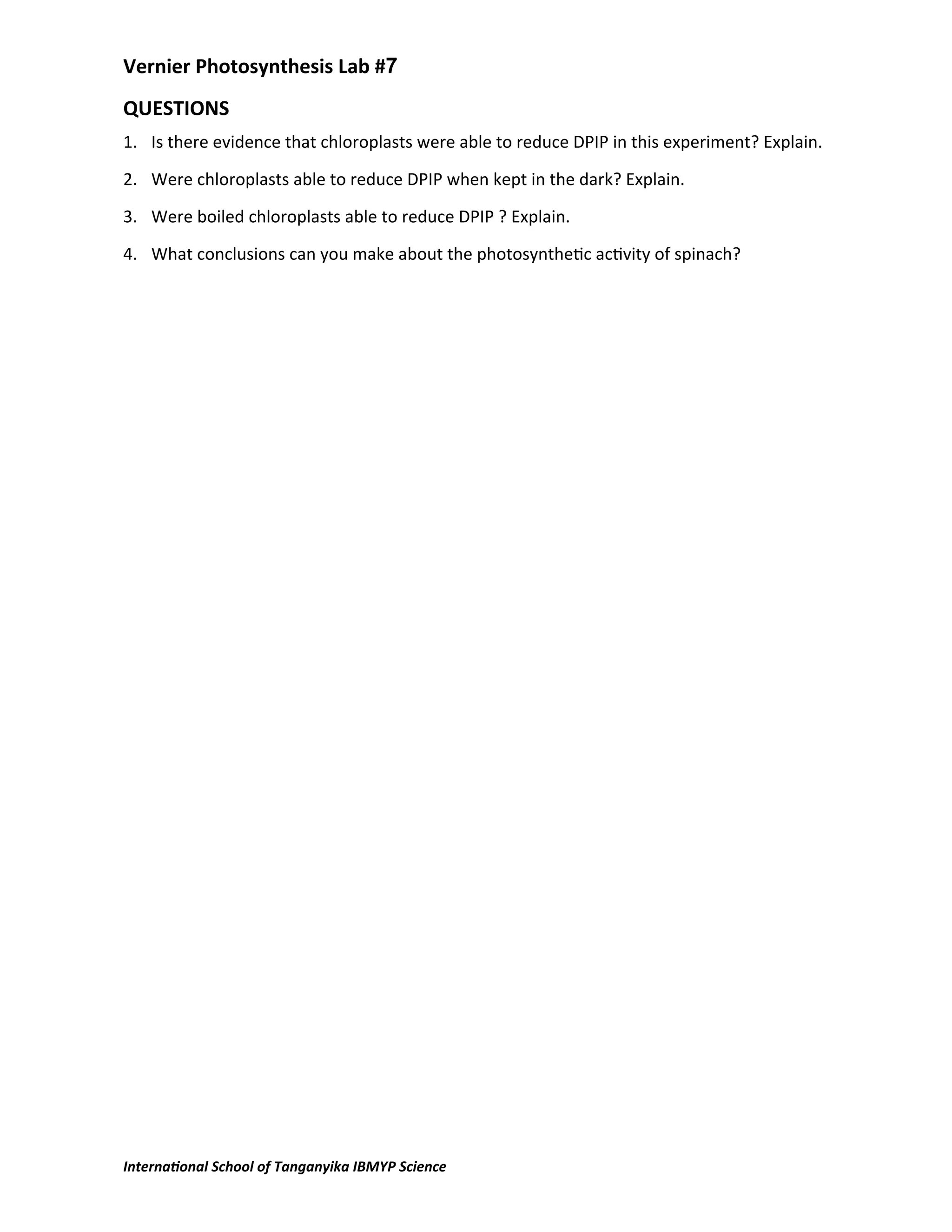 Vernier Photosynthesis Lab #7 | PDF