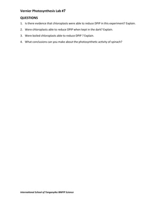 Vernier Photosynthesis Lab #7 | PDF