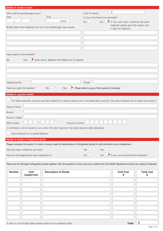 Vero Machinery Breakdown Claim Form | PDF