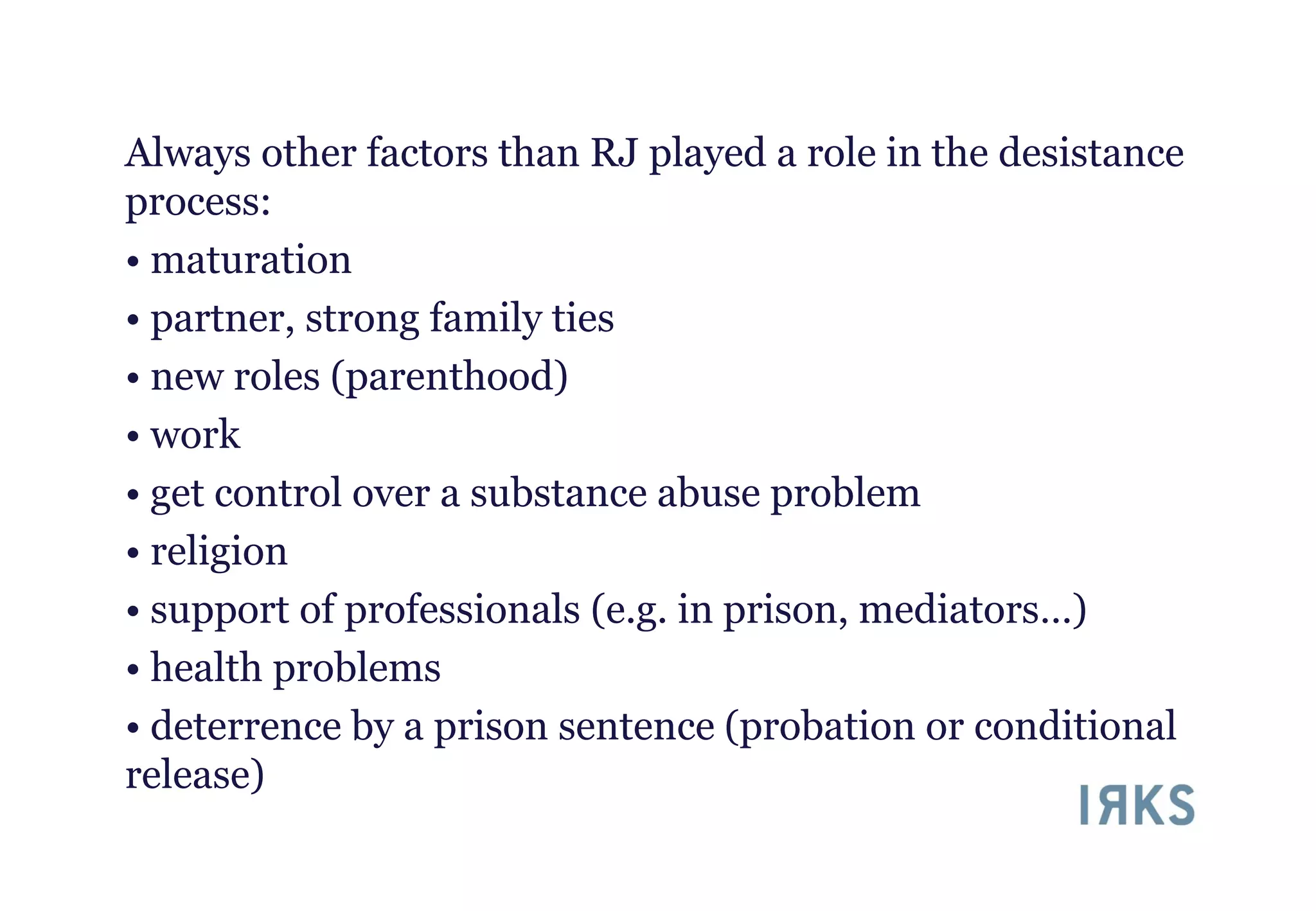 Veronika Hofinger: Desistance and restorative justice, mechanisms for ...