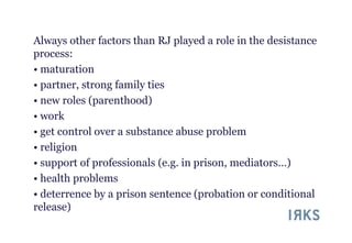 Veronika Hofinger: Desistance and restorative justice, mechanisms for ...