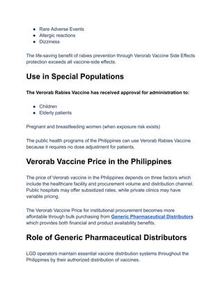 Verorab Rabies Vaccine in the Philippines: Uses, Safety & Cost | PDF