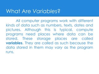Versatile Variables | PPTX