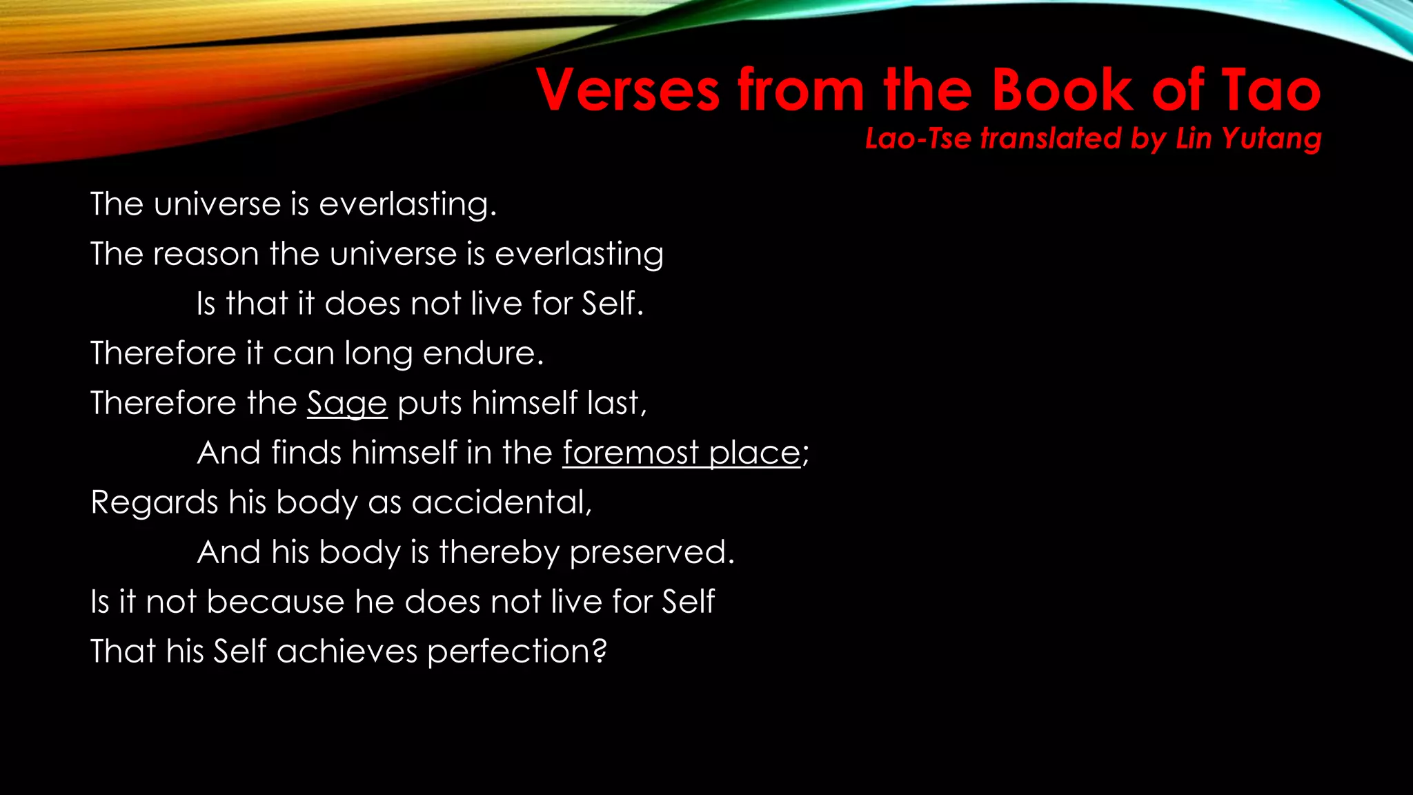 Verses from the book of tao | PPTX