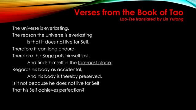 Verses from the book of tao | PPTX