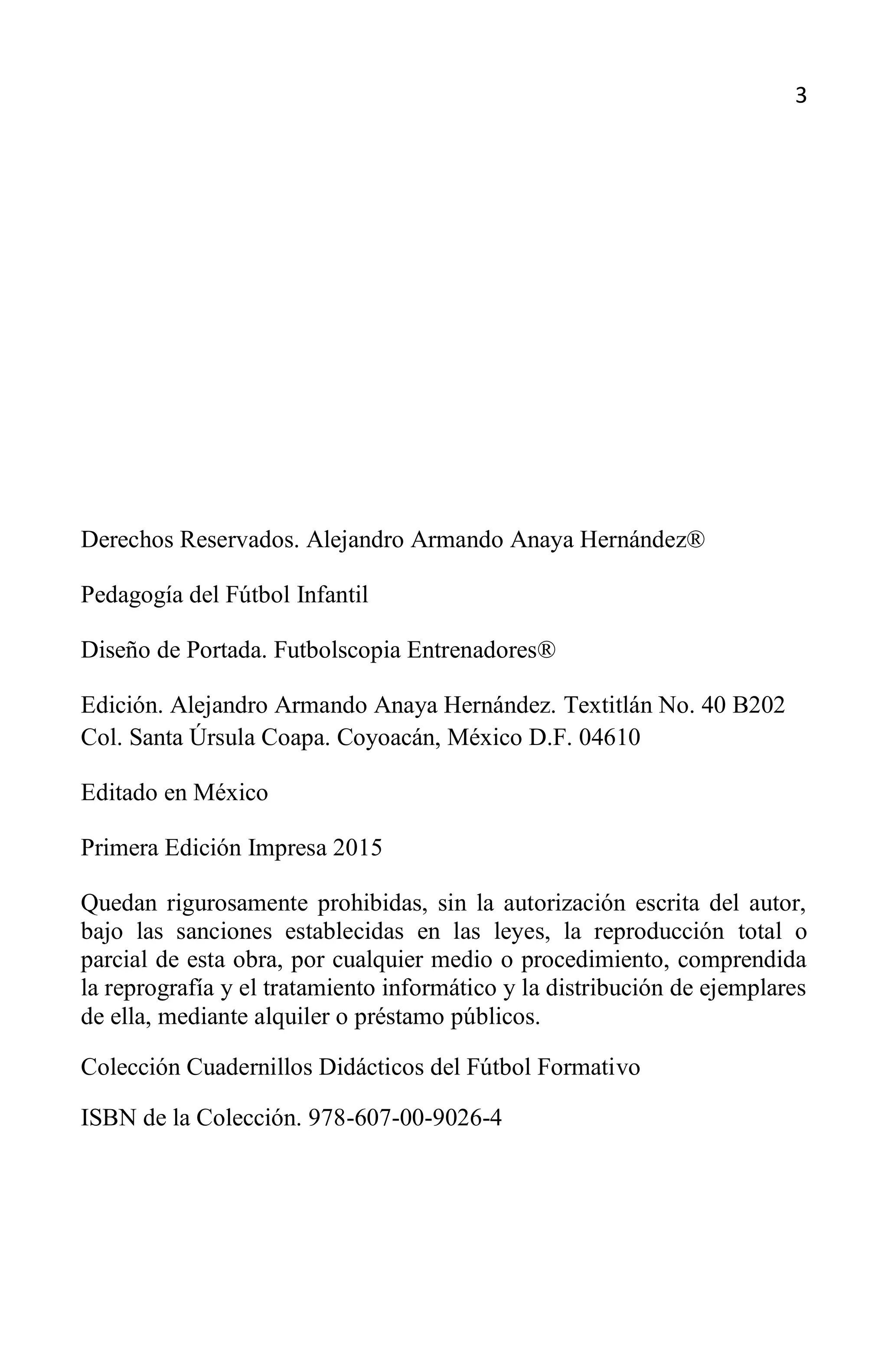 Versión incompleta libro Pedagogía del Fútbol Infantil escrito por el ...