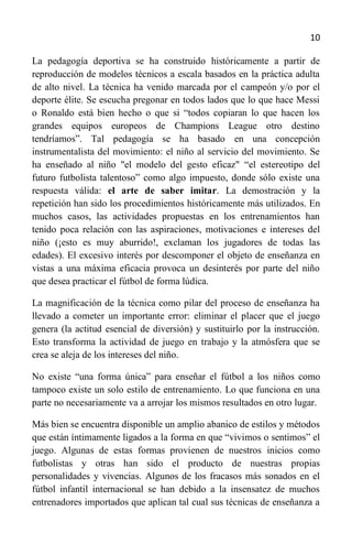Versión incompleta libro Pedagogía del Fútbol Infantil escrito por el ...