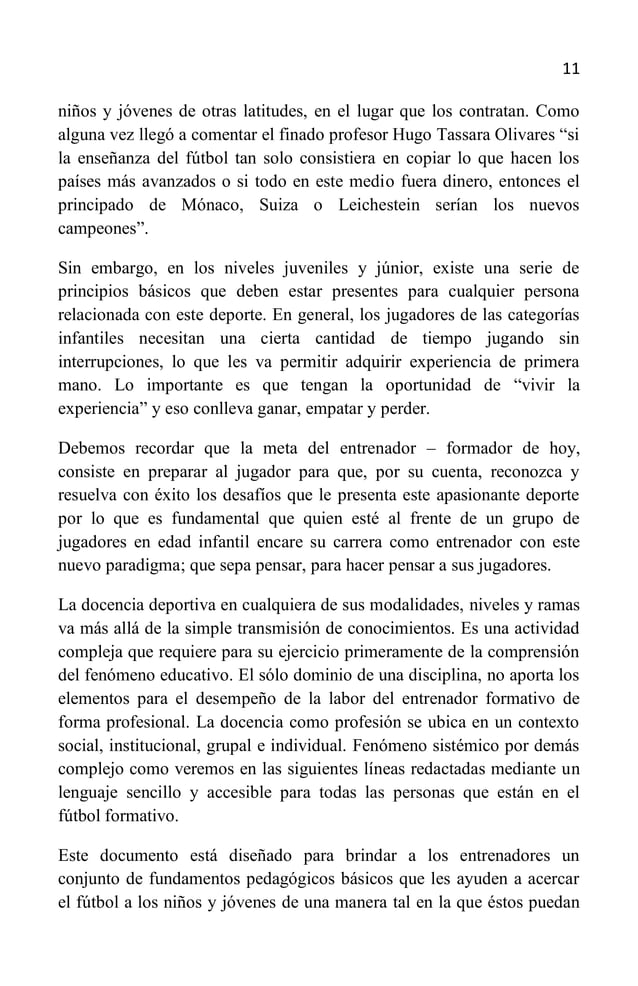 Versión incompleta libro Pedagogía del Fútbol Infantil escrito por el ...