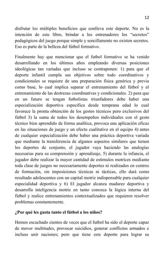 Versión incompleta libro Pedagogía del Fútbol Infantil escrito por el ...
