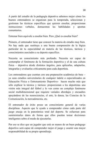 Versión incompleta libro Pedagogía del Fútbol Infantil escrito por el ...