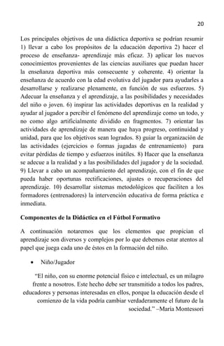 Versión incompleta libro Pedagogía del Fútbol Infantil escrito por el ...
