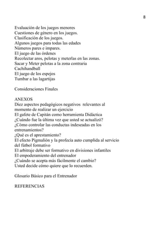 Versión incompleta libro Pedagogía del Fútbol Infantil escrito por el ...