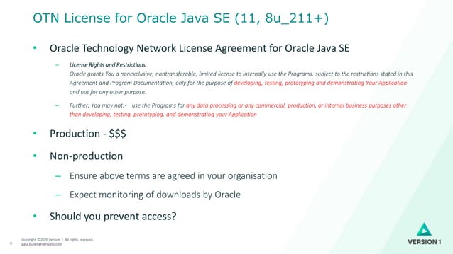 Version 1 Oracle Java Licensing changes -- what is really going on ...