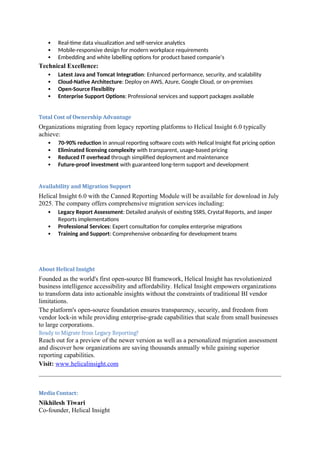 Coming Soon: Version 6 of Open Source BI Helical Insight: Introduction ...