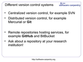 Software Carpentry - Version control slides | PPT