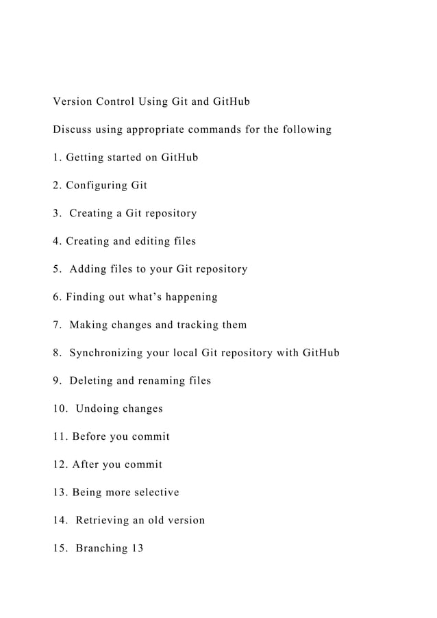 Version Control Using Git and GitHubDiscuss using appropriat | PDF
