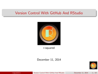 Version Control With GitHub & RStudio | PPT