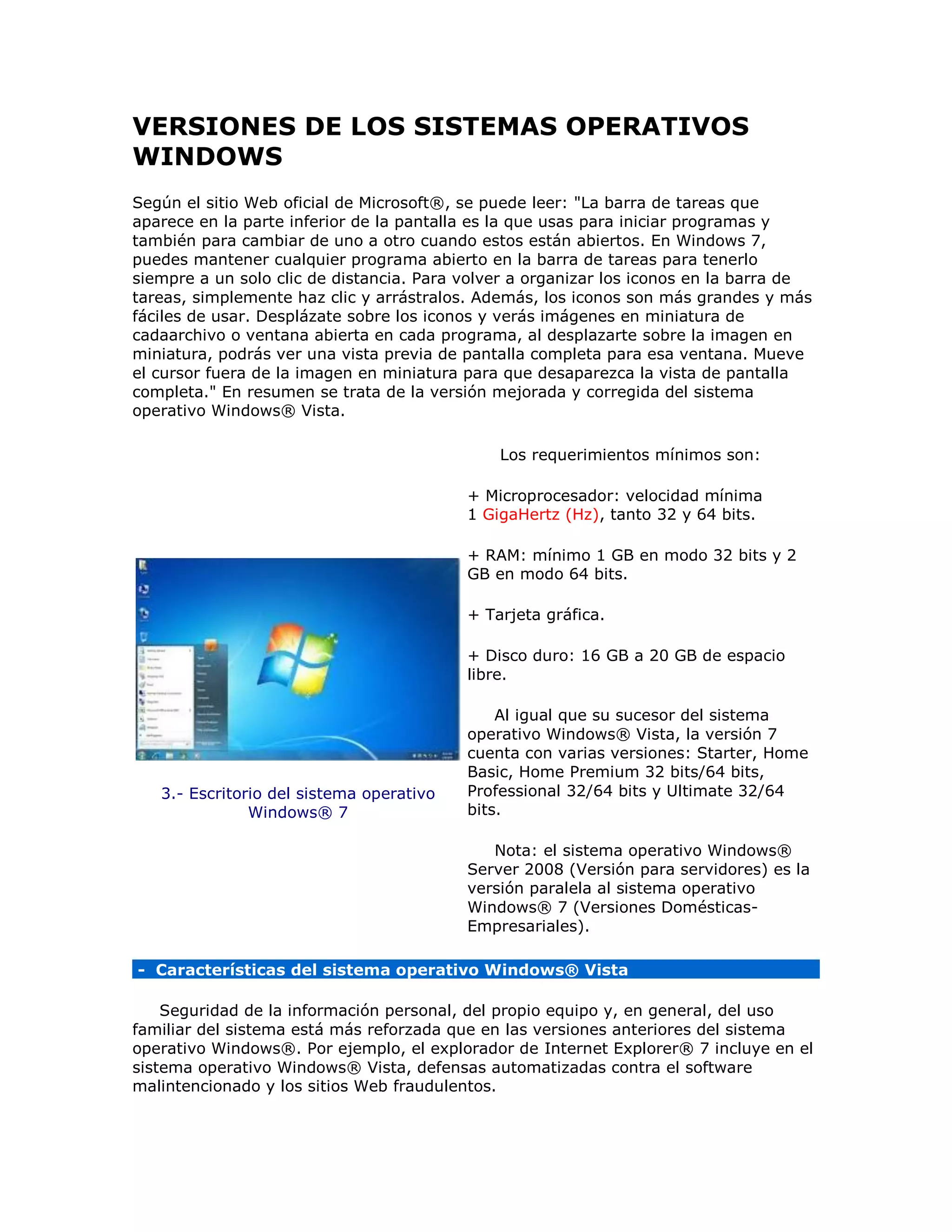 Versiones de los sistemas operativos windows | PDF