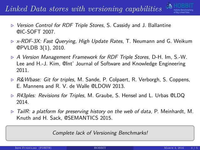 Benchmarking Versioning for Big Linked Data | PPT