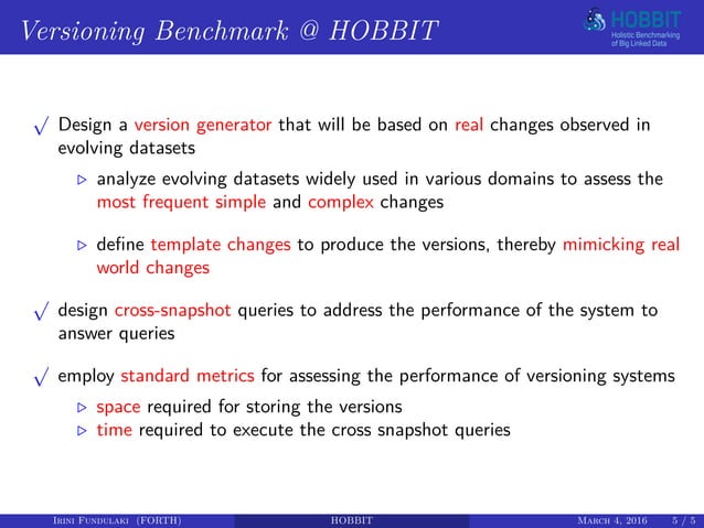 Benchmarking Versioning for Big Linked Data | PPT