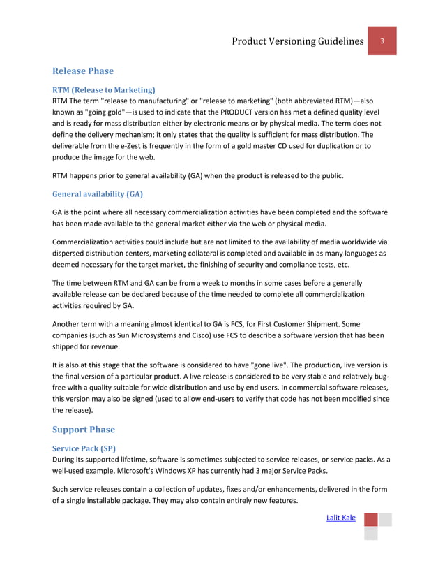 Versioning guidelines for product | PDF