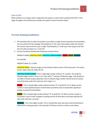 Versioning guidelines for product | DOCX