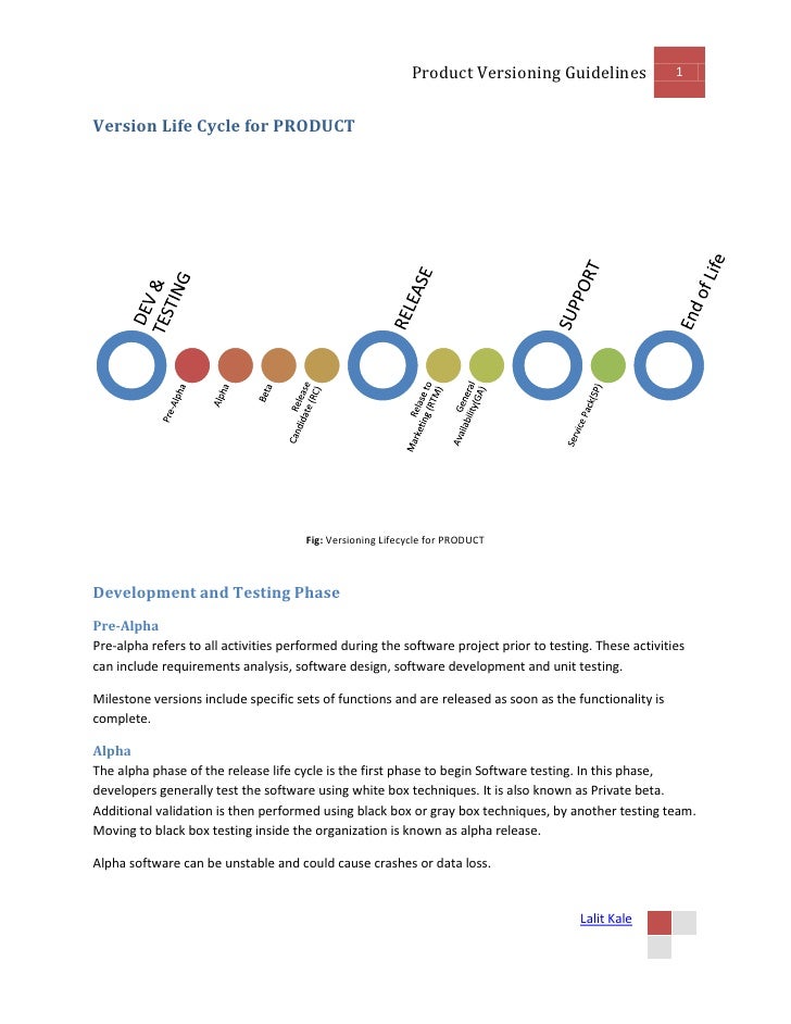 Versioning guidelines for product Versioning guidelines for product