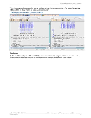 Version management of abap programs | PDF