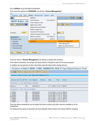Version management of abap programs | PDF