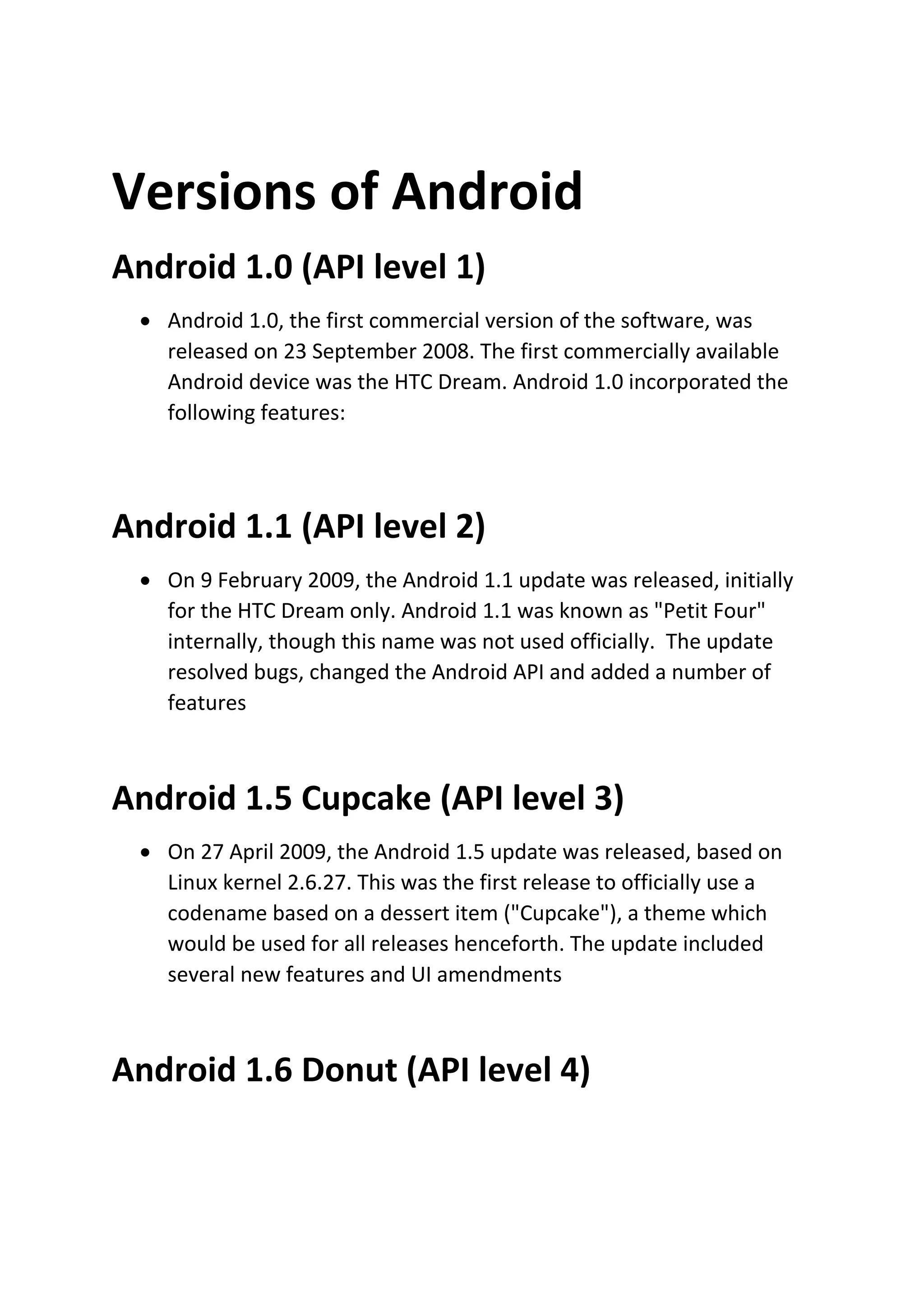 Versions of android | PDF