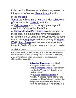 Versions of ramayana | DOCX