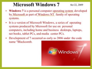 Various Versions of Windows 1 to 10 | PPT