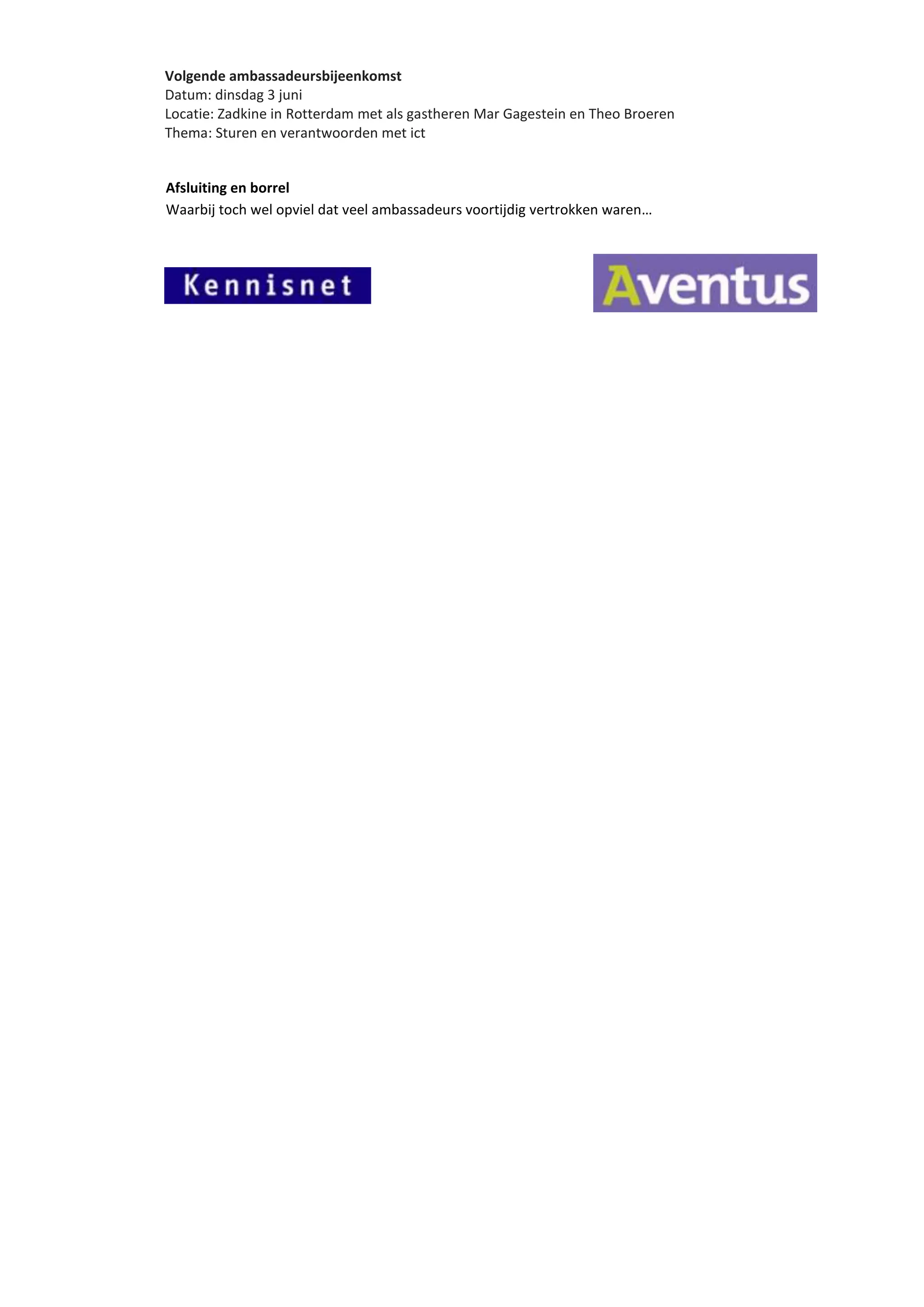 Verslag ambassadeursbijeenkomst Aventus | DOCX