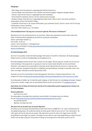 Verslag bijeenkomst Kennisnet ambassadeurs mbo - 2 oktober 2013 | PDF