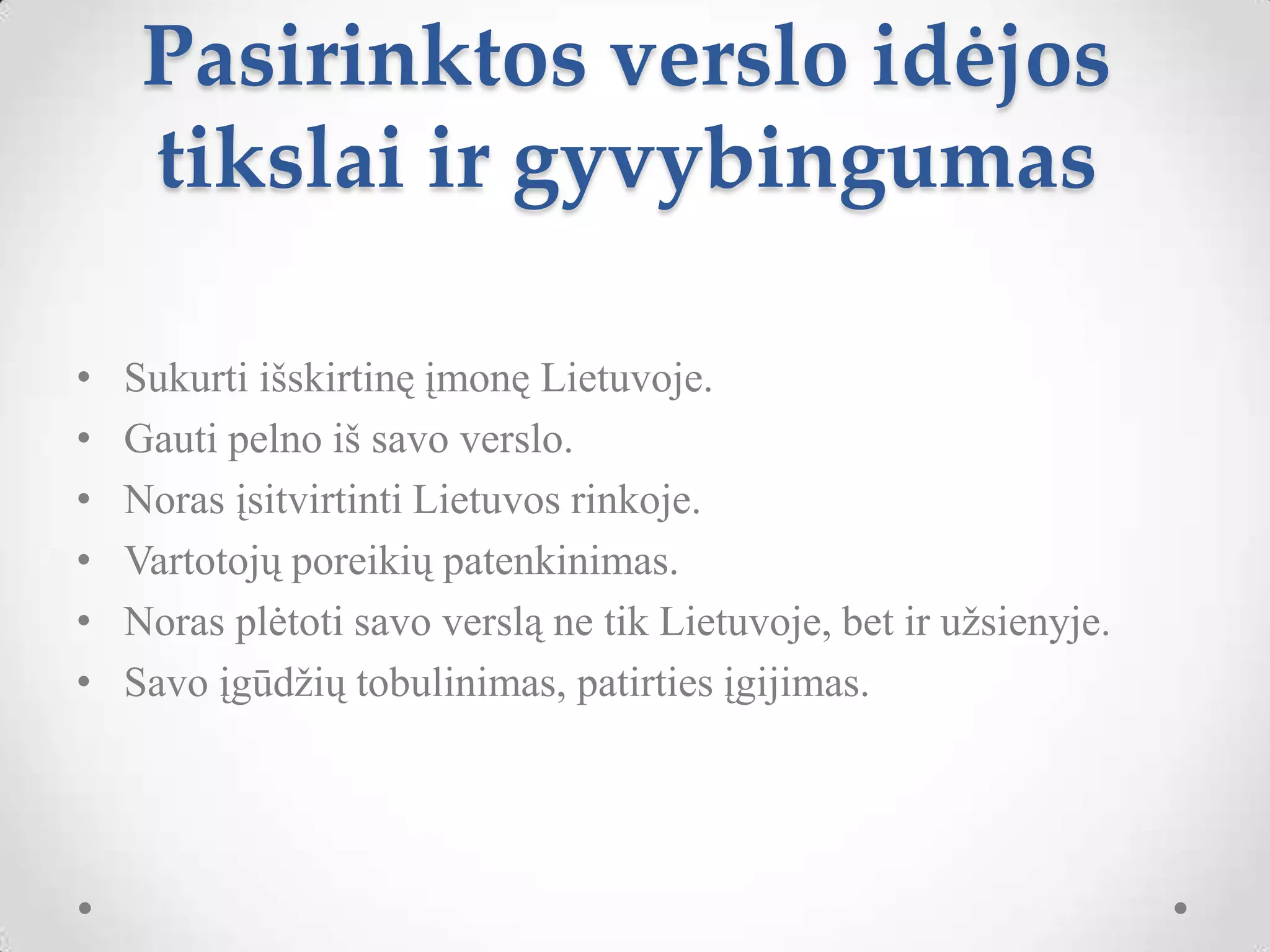 Verslo idejos pristatymas | PPTX