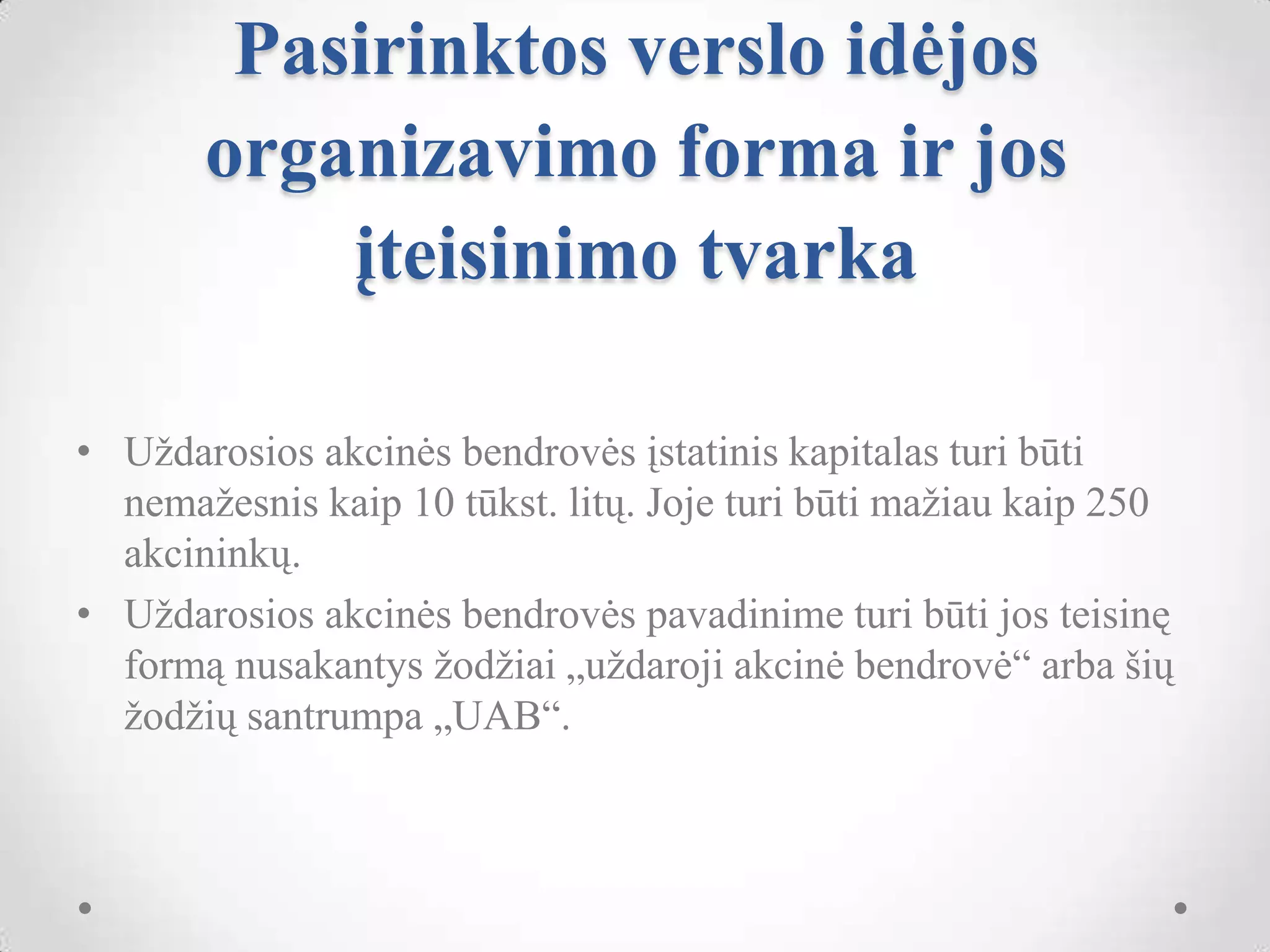 Verslo idejos pristatymas | PPTX