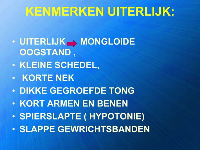 Verstandelijk gehandicapt syndromen | PPTX