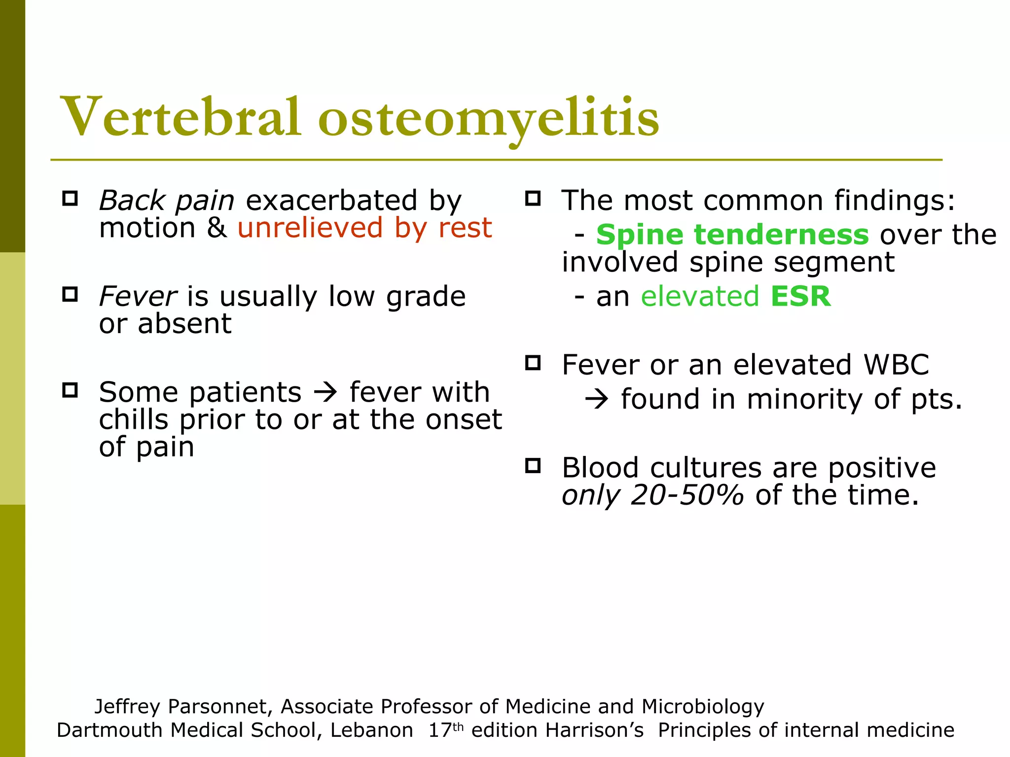 Vertebral osteomyelitis | PPT