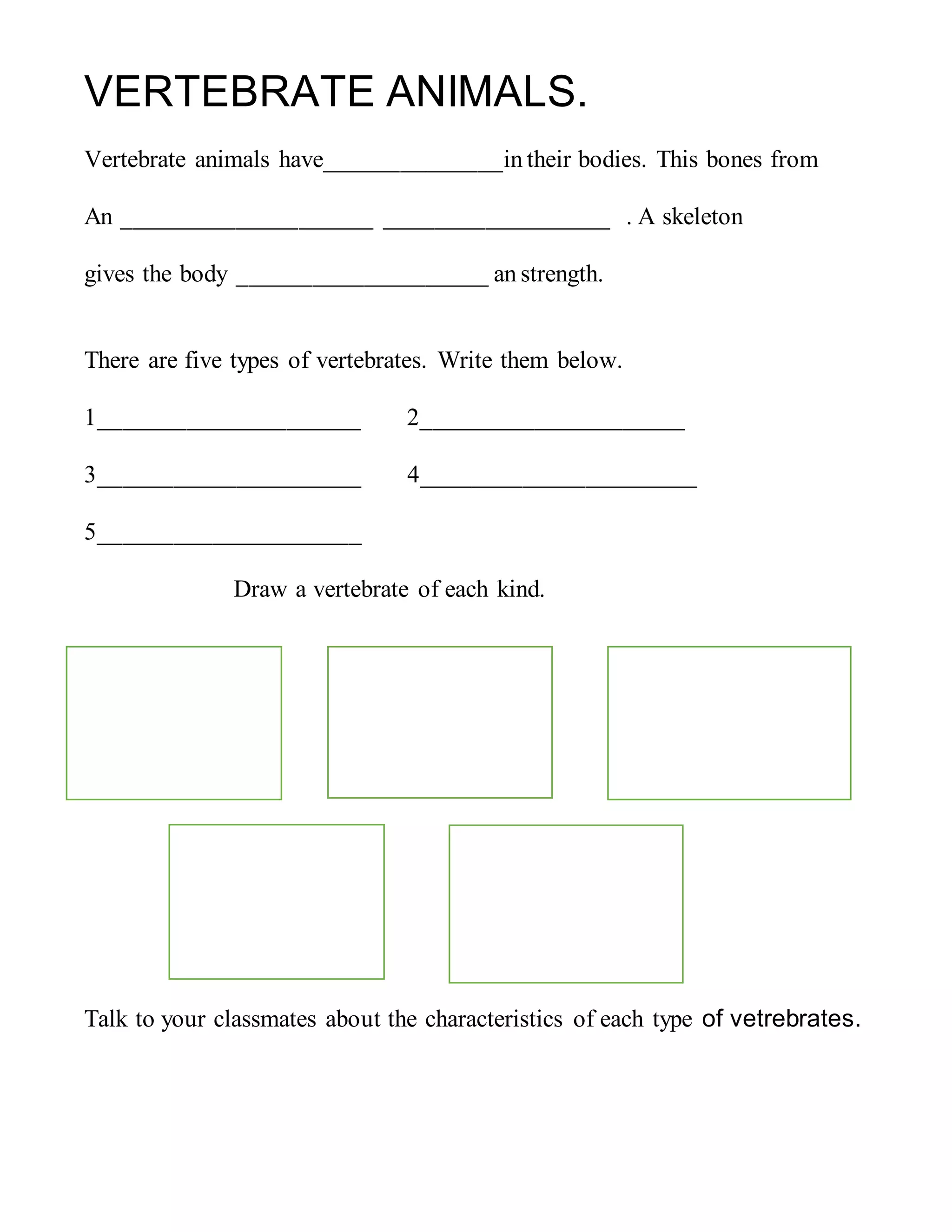 Vertebrate animals | DOCX