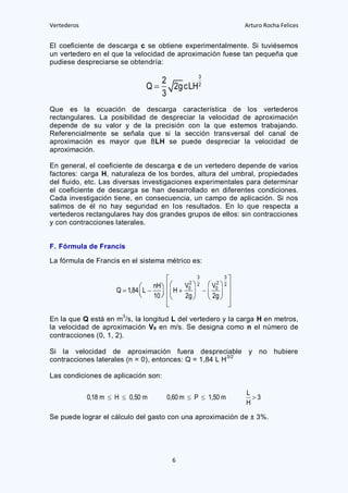 Vertederos formulas | PDF