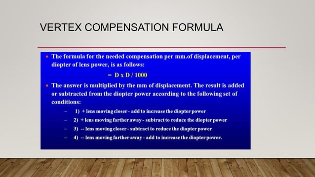Vertex distance and power | PPTX | Eye and Vision Conditions | Diseases ...