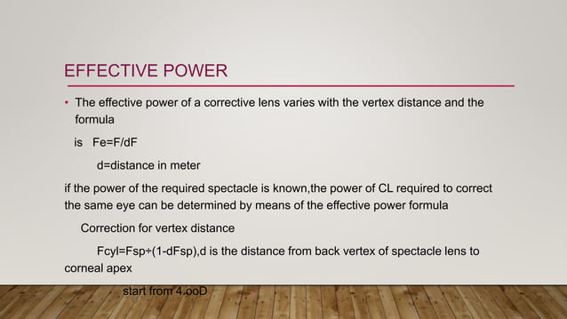 Vertex distance and power | PPTX | Eye and Vision Conditions | Diseases ...