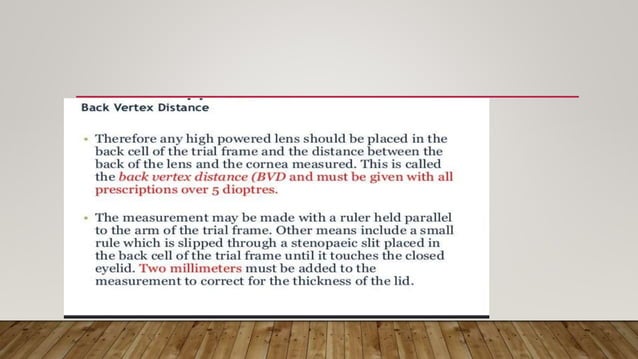 Vertex distance and power | PPTX | Eye and Vision Conditions | Diseases ...