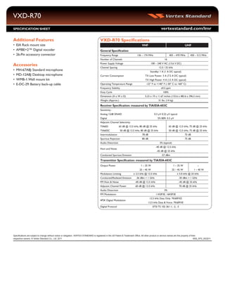 Vertex vxd r70-spec_sheet_final_0511 | PDF