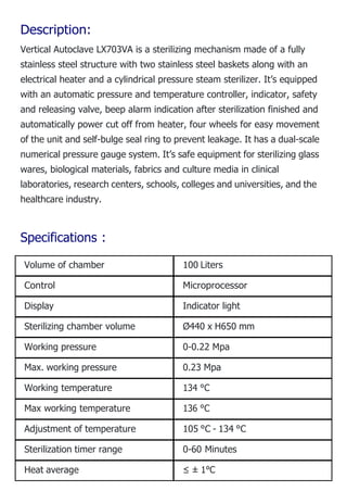Vertical-Autoclave-LX703VA Labdex | PDF | Free Download