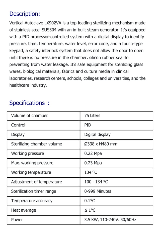 Vertical-Autoclave-LX902VA Labdex | PDF
